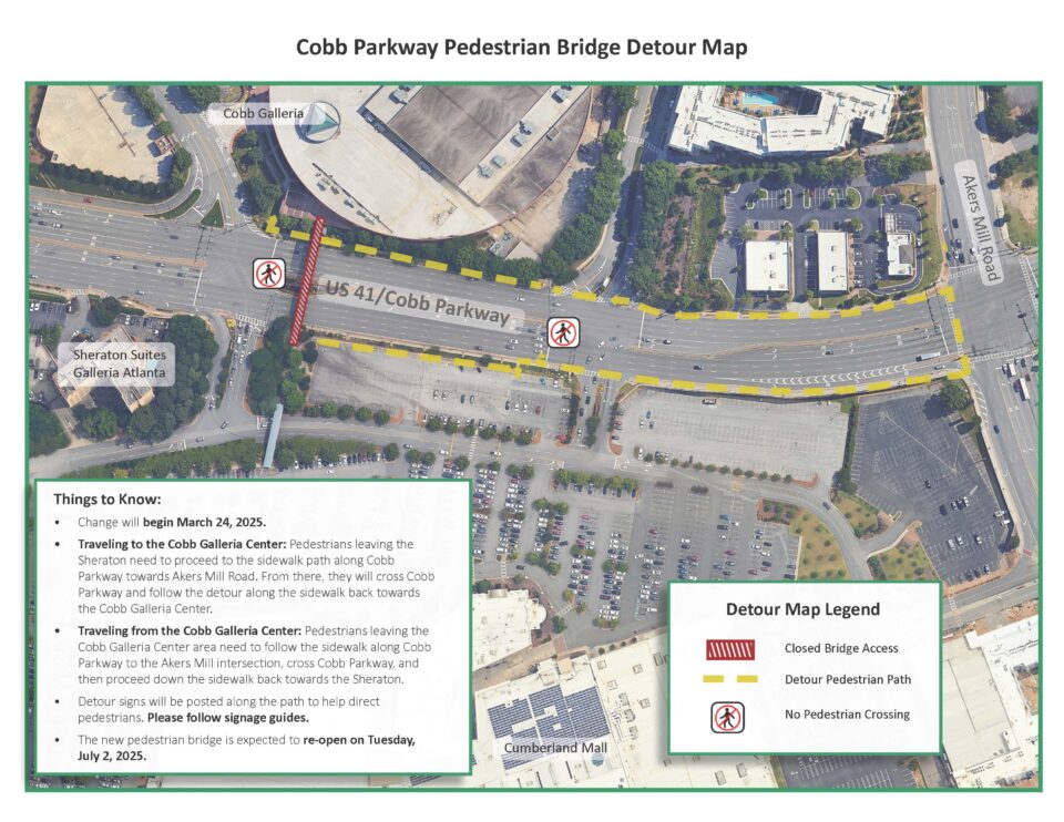 Cobb Parkway Pedestrian Bridge Detour - Cobb Galleria